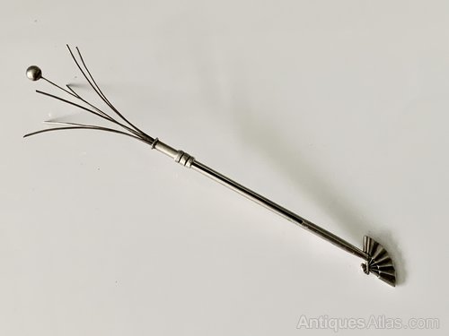 Antiques Atlas - Silver Swizzle Stick - Fan Decoration as1067a267