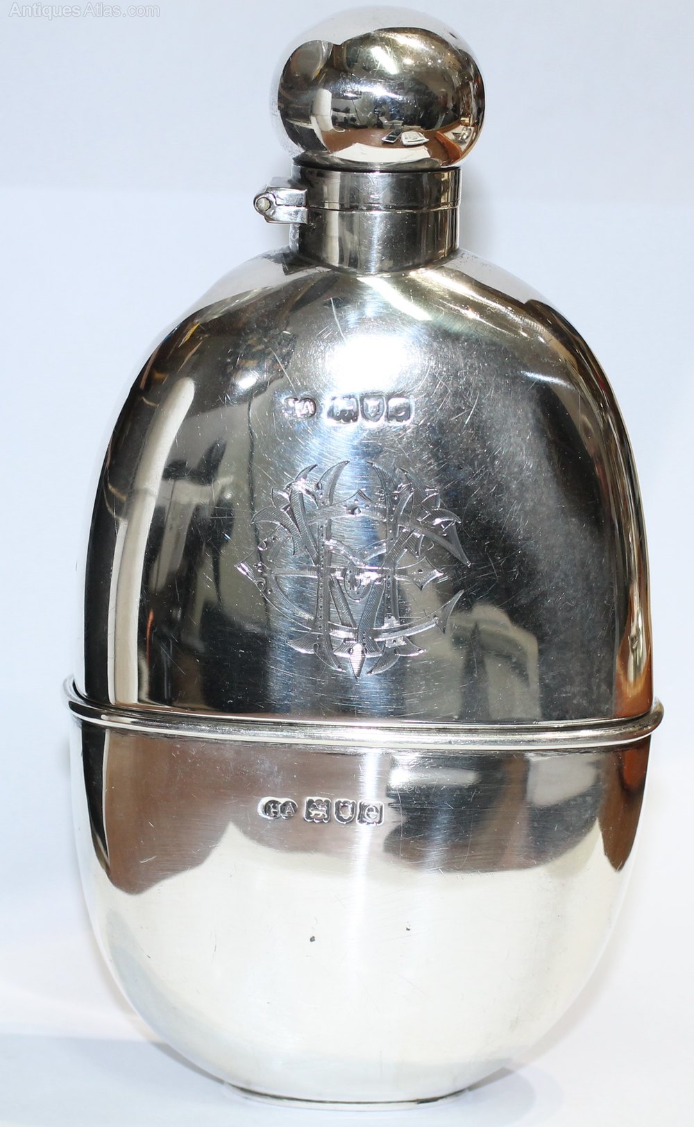 Antiques Atlas - Silver Victorian Captive Top Hip Flask With Cup.