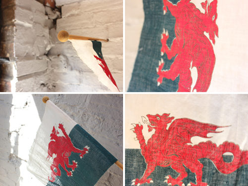Antiques Atlas - A Small Vintage Welsh ‘Red Dragon’ Flag On Pole as155a644