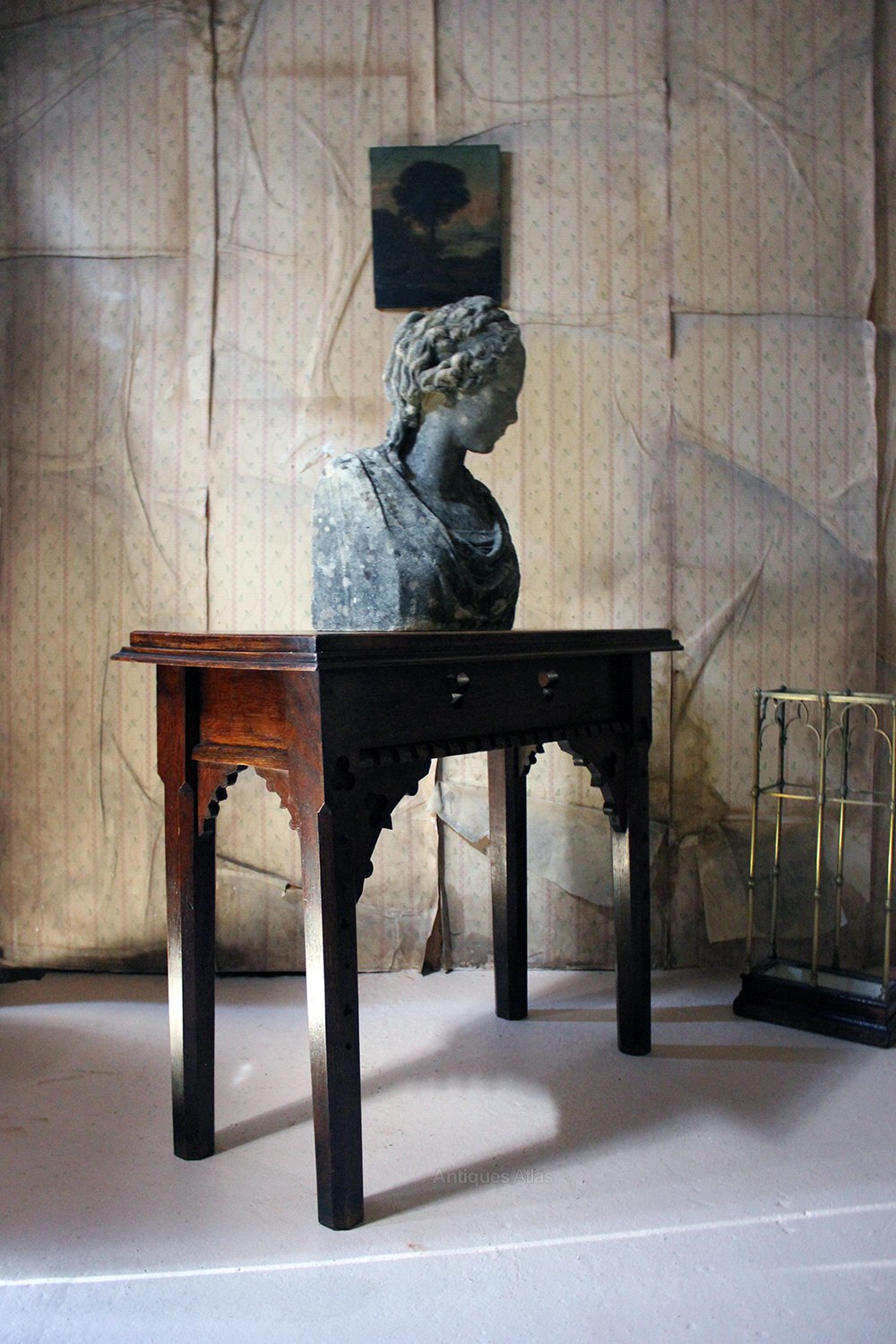 Mid-Victorian Gothic Revival Oak Side Table C.1870 - Antiques Atlas