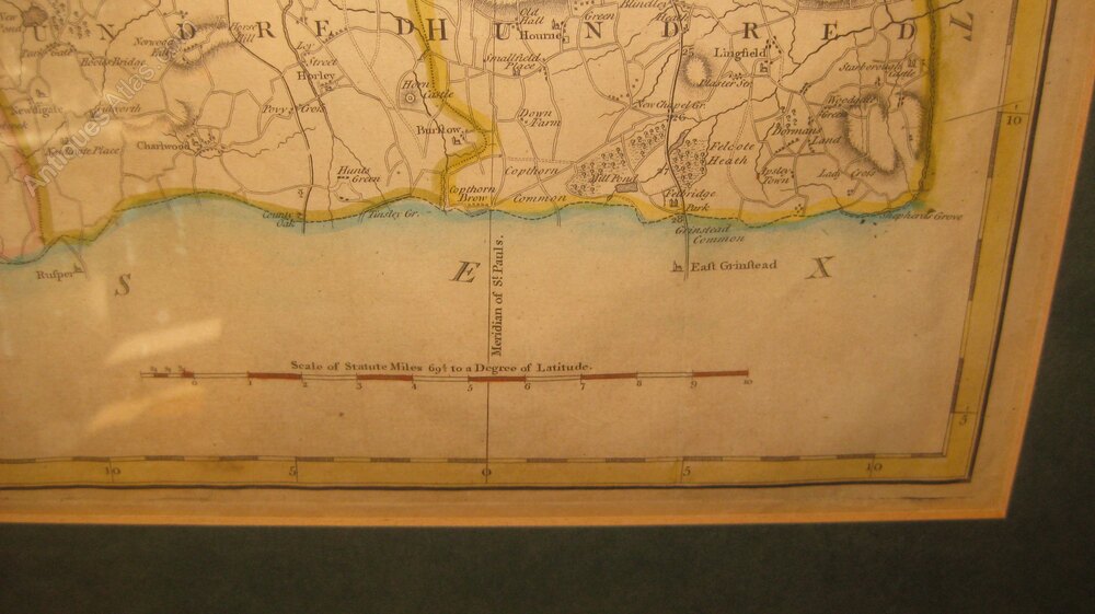 Antiques Atlas - Fine Old Framed Map Of Surrey (Surry) By John Cary ...