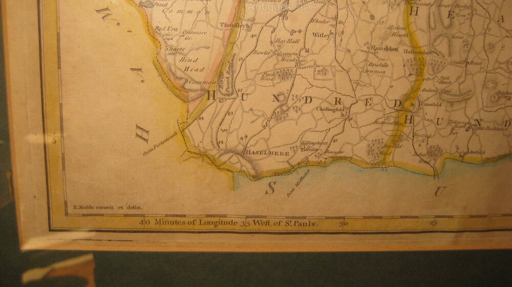 Antiques Atlas - Fine Old Framed Map Of Surrey (Surry) By John Cary ...