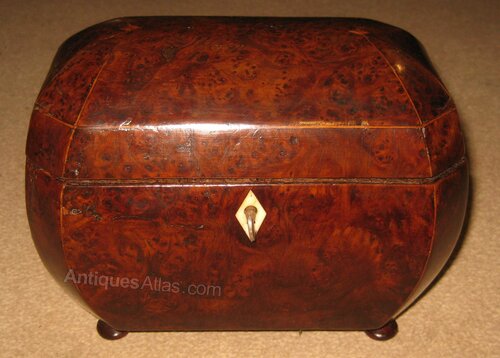 Antiques Atlas - Georgian, Barrel Shaped, Burr Elm Tea Caddy as513a1123 ...