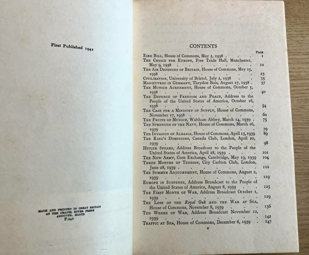 Antiques Atlas - 1941 Winston Churchill WW2 Speeches Fight 1st Ed ...