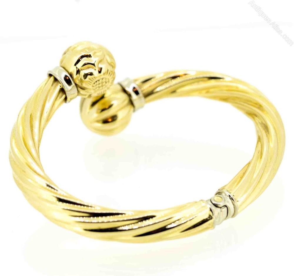 Antiques Atlas - Vintage Italian Bi-Coloured Hinged Torque Bangle