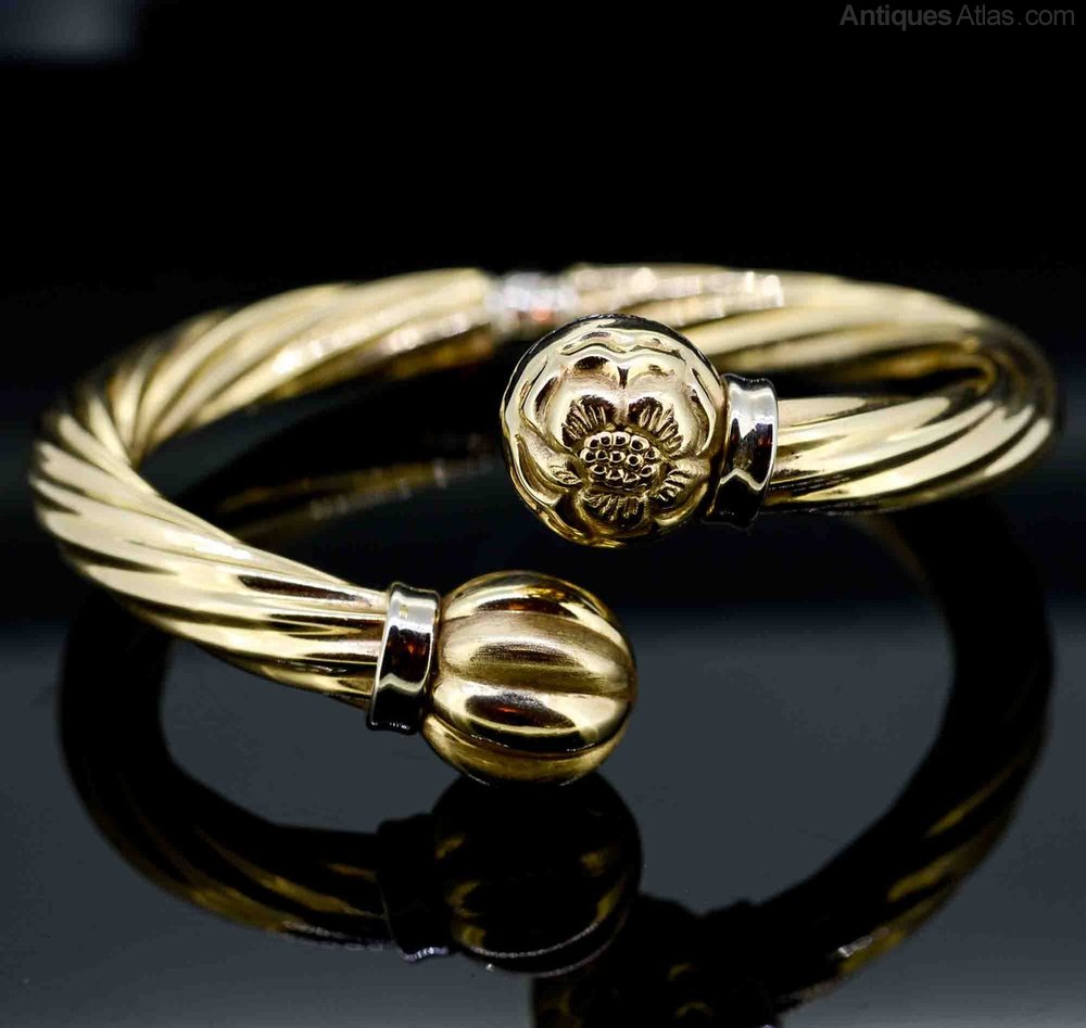 Antiques Atlas - Vintage Italian Bi-Coloured Hinged Torque Bangle