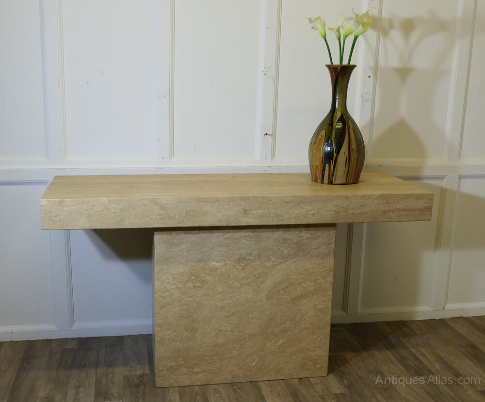 1970s Vintage Travertine Stone Cube Console Table as284a10950 / TNG266 ...