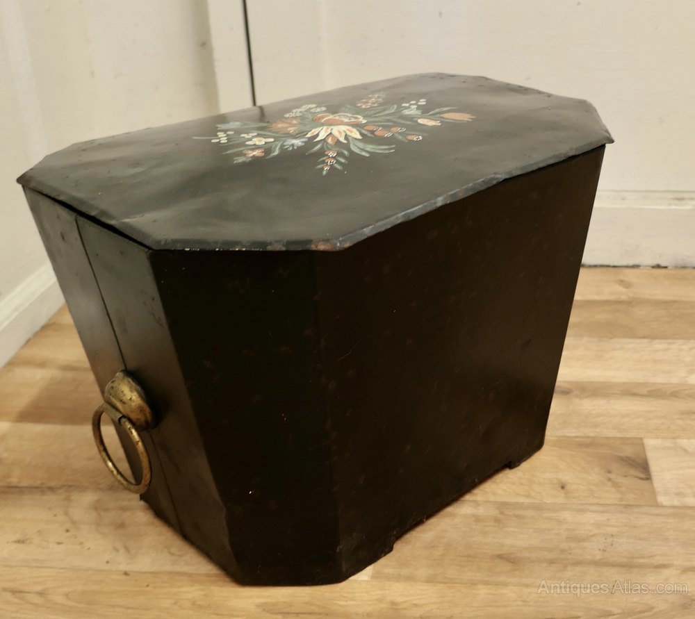 Antiques Atlas - 19th C Folk Art Barge Wear, Toleware Log Box
