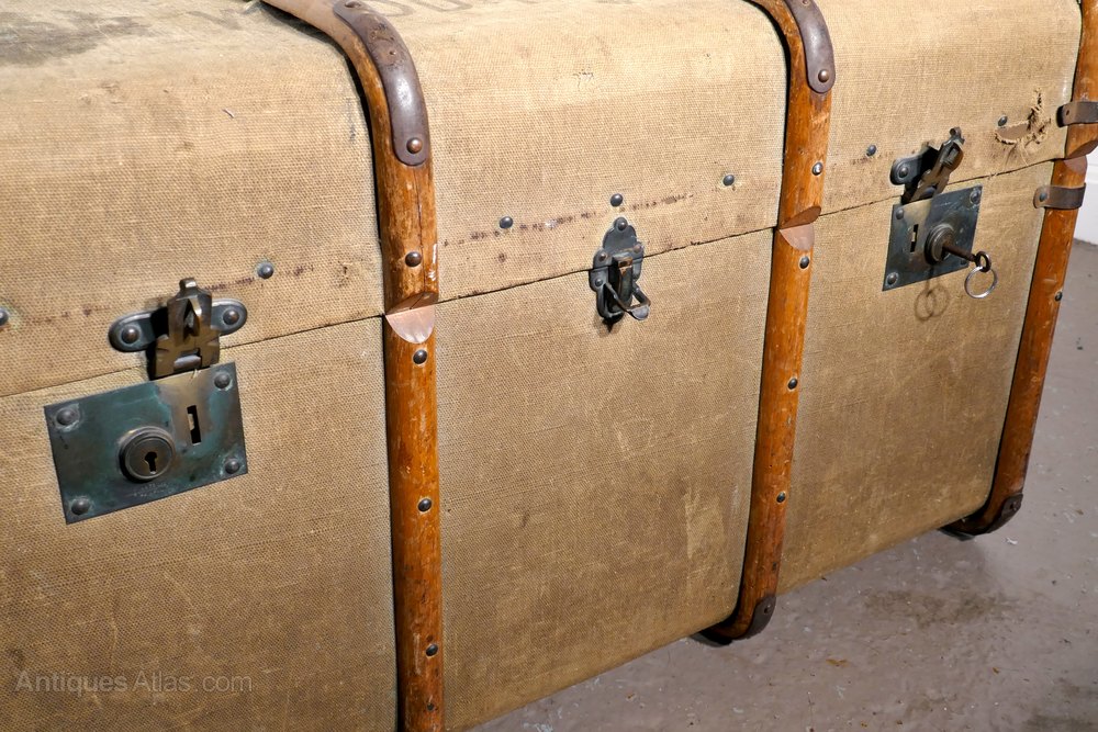Antiques Atlas - A Large Vintage Drew And Sons Canvas Steamer Trunk