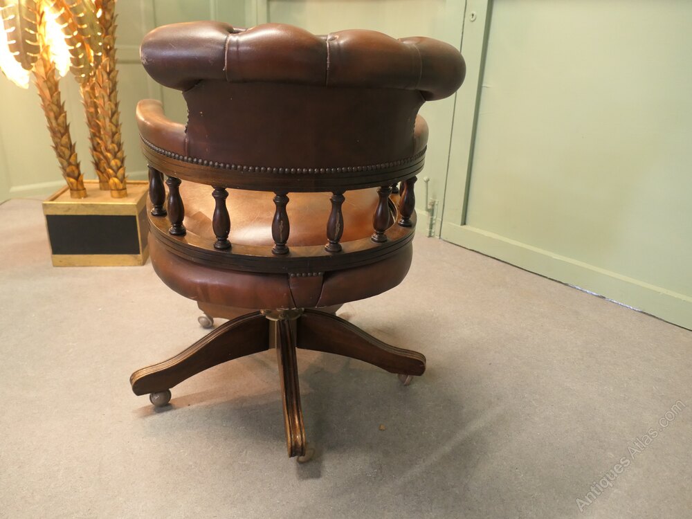 A Leather Hide Swivelling Desk Chair Or Captains as284a12168 / TAH101 ...