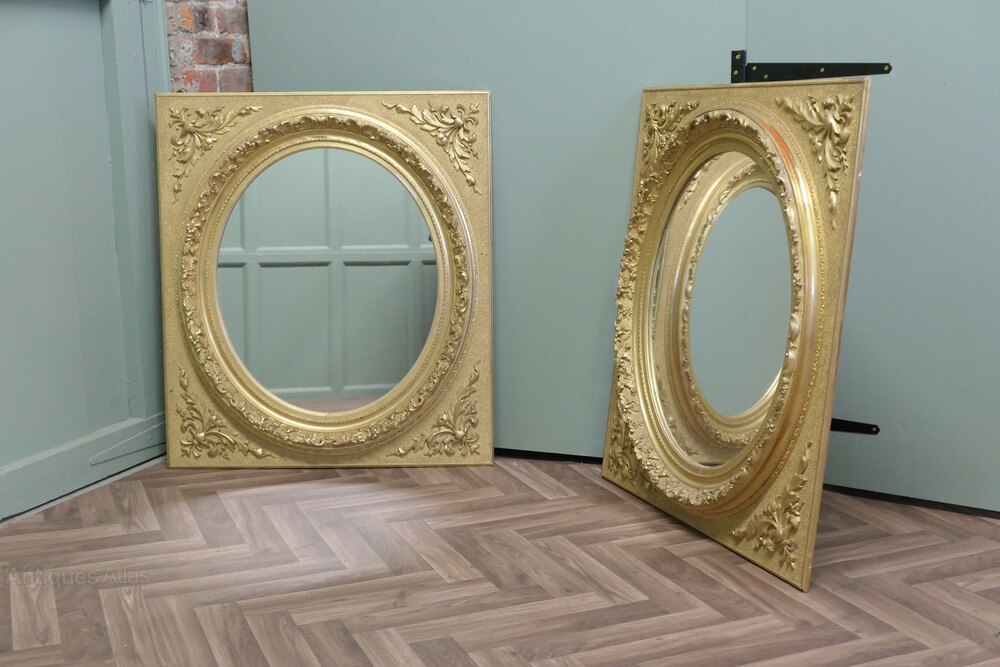 Antiques Atlas - A Pair Of Matching Panel Mirrors, 2 Oval Gold Leaf ...