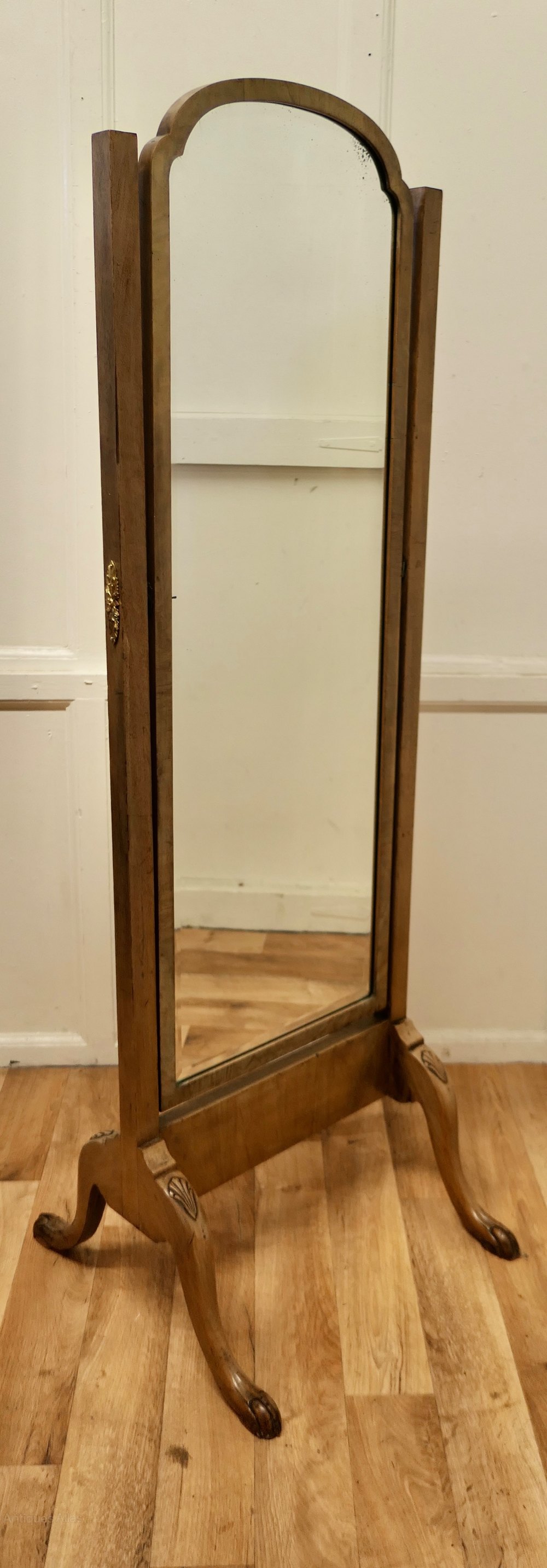 Antiques Atlas - Art Deco Figured Walnut Cheval Mirror