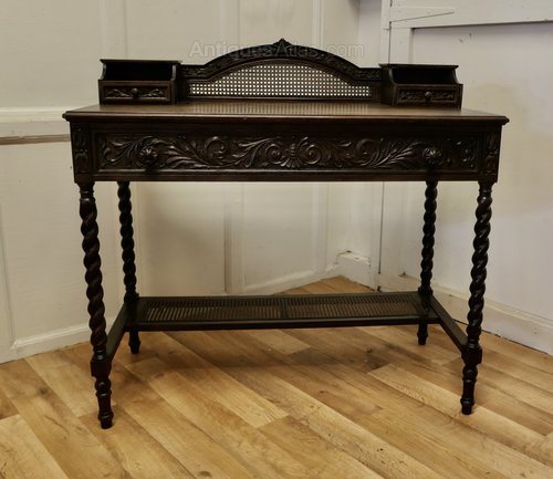Carved Oak And Rattan Reception Desk as284a8382 / TCC75 - Antiques Atlas