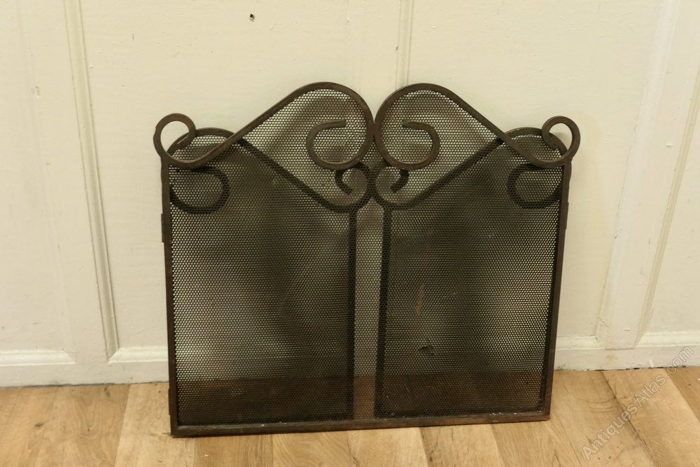 Antiques Atlas - Folding Wrought Iron Fire Guard For Inglenook Fire