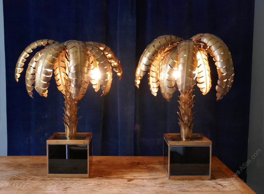 Antiques Atlas - French Palm Tree Tole Ware Table Lamps Maison J
