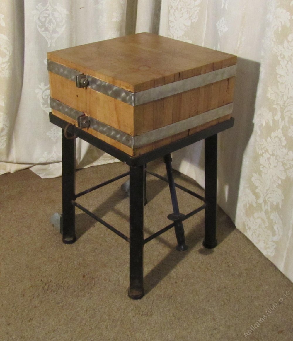 French Vintage Mobile Butchers Chopping Block - Antiques Atlas