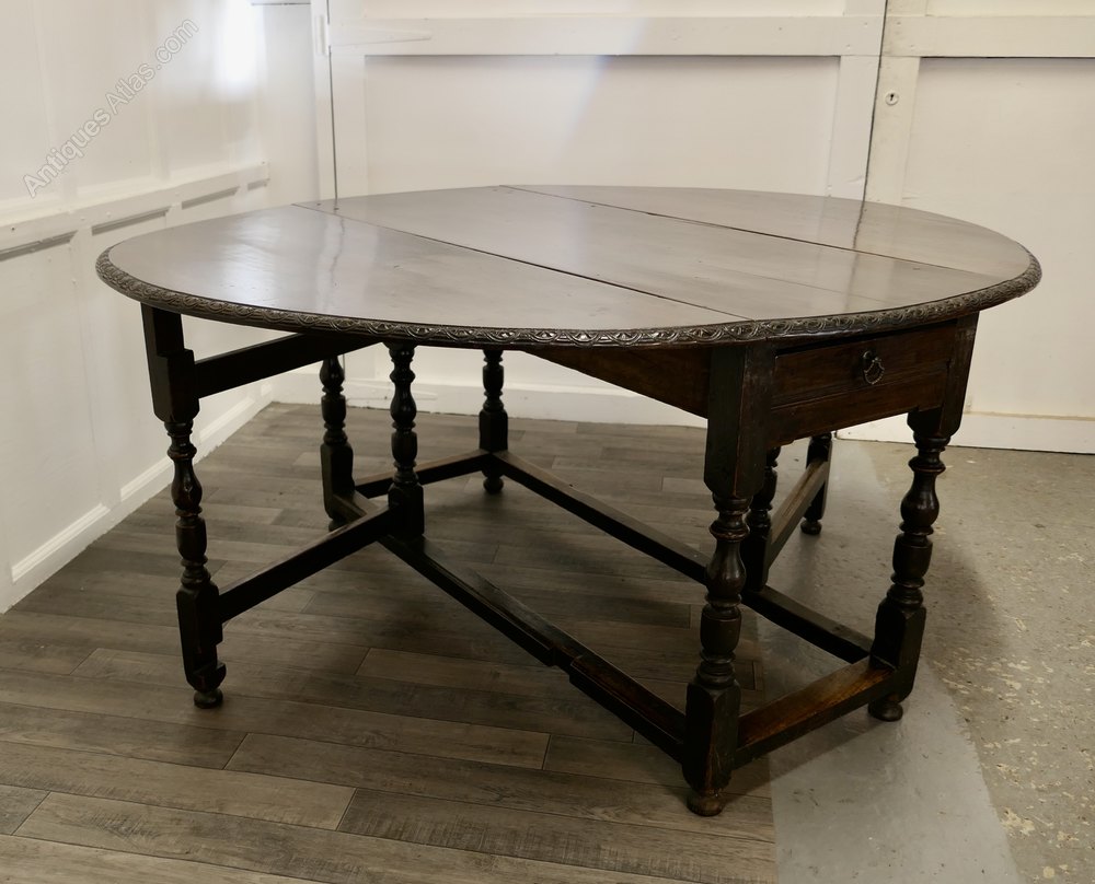 Large 18th Century Oak Gate Leg Dining Table - Antiques Atlas