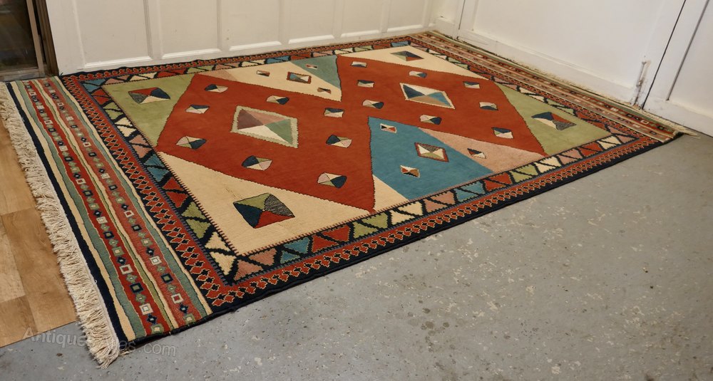 Antiques Atlas - One Of A Kind Vintage Multi Coloured Retro Cubist Carpet