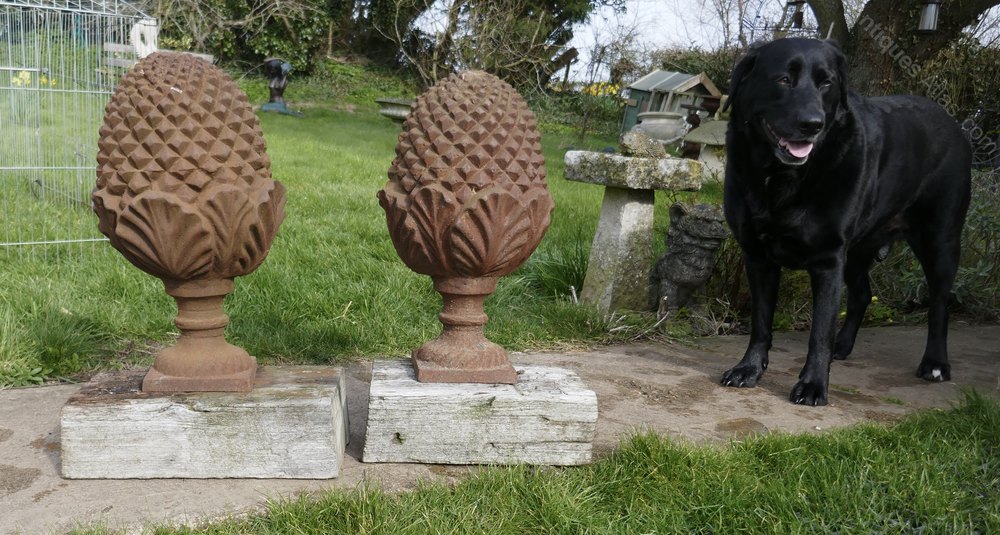 Antiques Atlas - Pair Of Large Iron Pine Cone Gate Post Finials