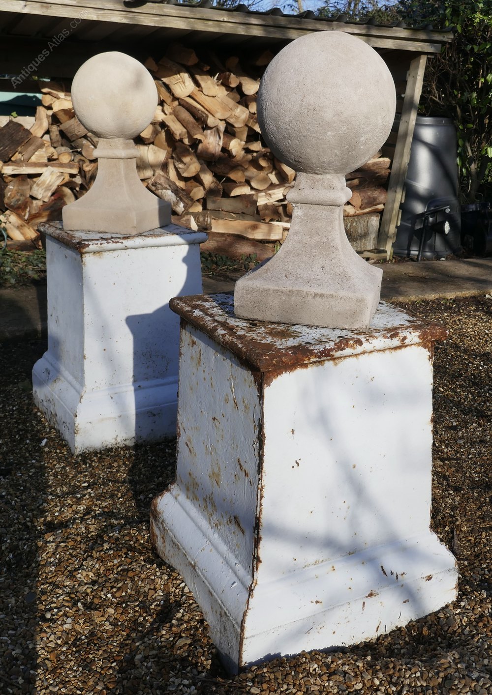 Antiques Atlas - Pair Of Large Stone Finials Sculptures