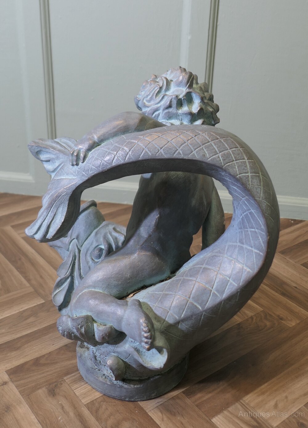 Antiques Atlas - Sculpture Of A Cherub Riding A Fish, Water Feature ...