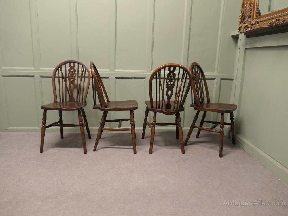 Set Of 4 Beech & Elm Wheel Back Windsor Chairs as284a12511 / TDG105 ...