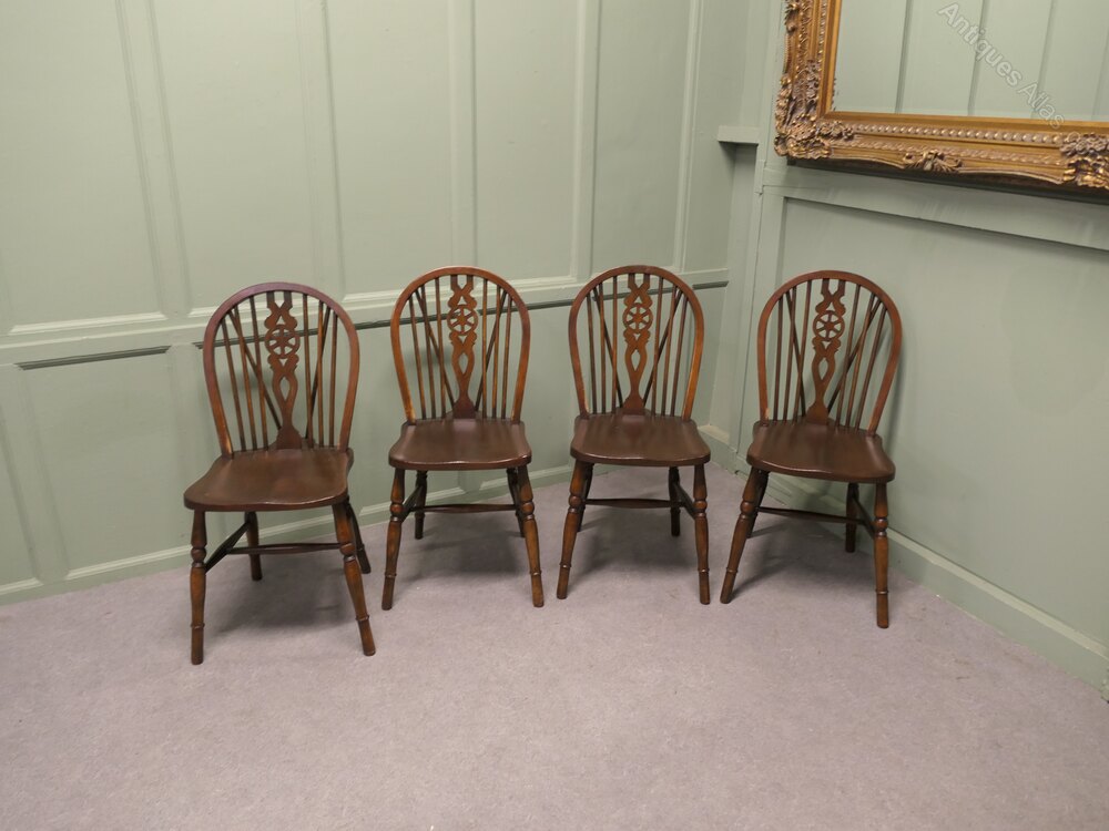 Set Of 4 Beech & Elm Wheel Back Windsor Chairs as284a12511 / TDG105 ...