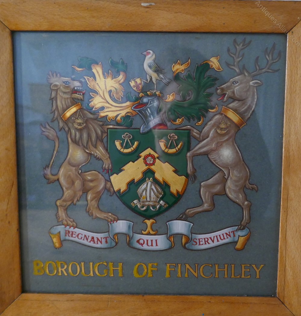 Antiques Atlas - Slate Heraldic Crest From Borough Of Finchley