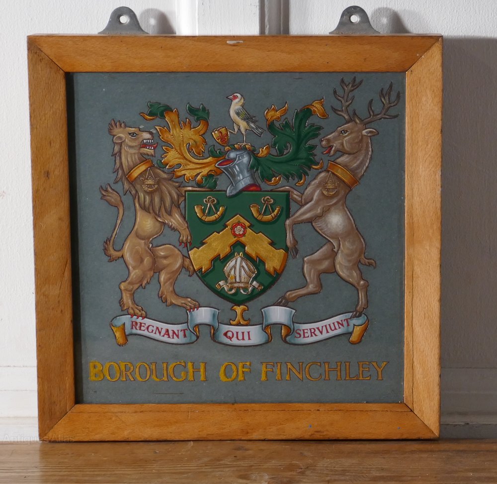 Antiques Atlas - Slate Heraldic Crest From Borough Of Finchley