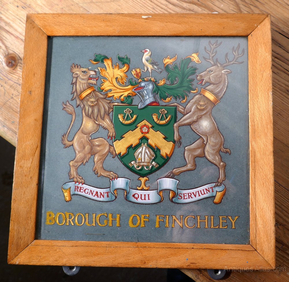 Antiques Atlas - Slate Heraldic Crest From Borough Of Finchley