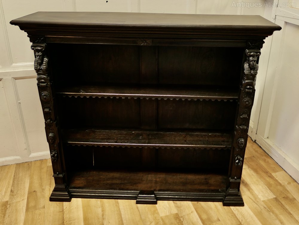 Victorian Green Man Gothic Open Bookcase. - Antiques Atlas