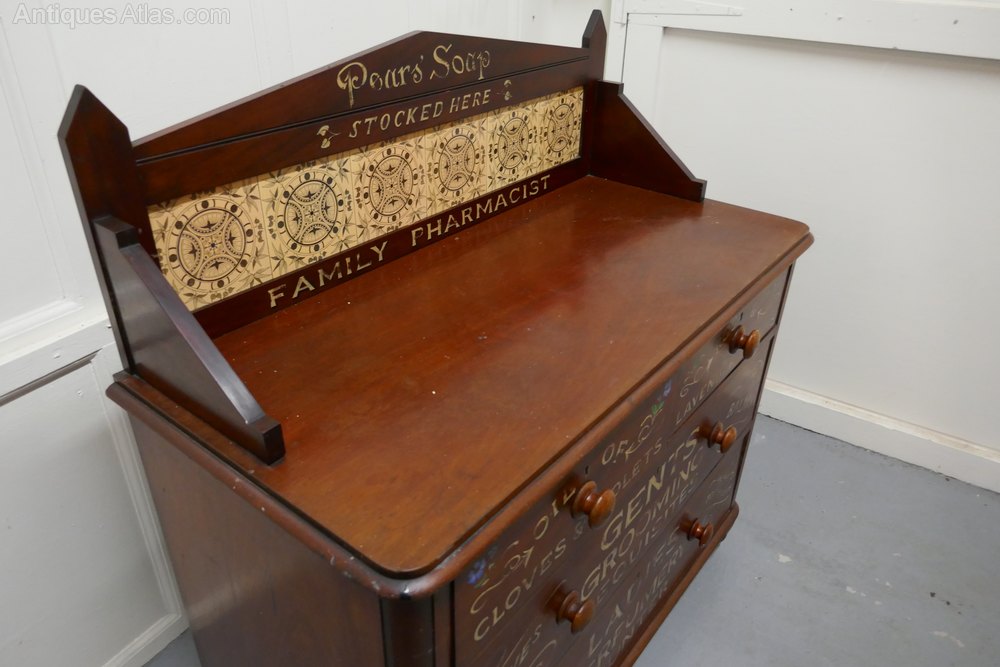 Victorian Sign Painted Chemist’s Chest Of Drawers - Antiques Atlas