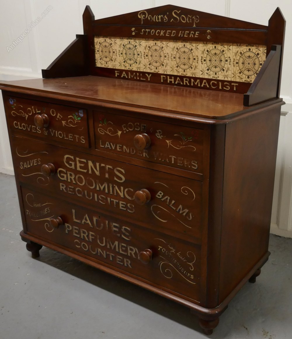 Victorian Sign Painted Chemist’s Chest Of Drawers - Antiques Atlas