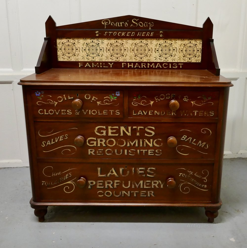 Victorian Sign Painted Chemist’s Chest Of Drawers - Antiques Atlas