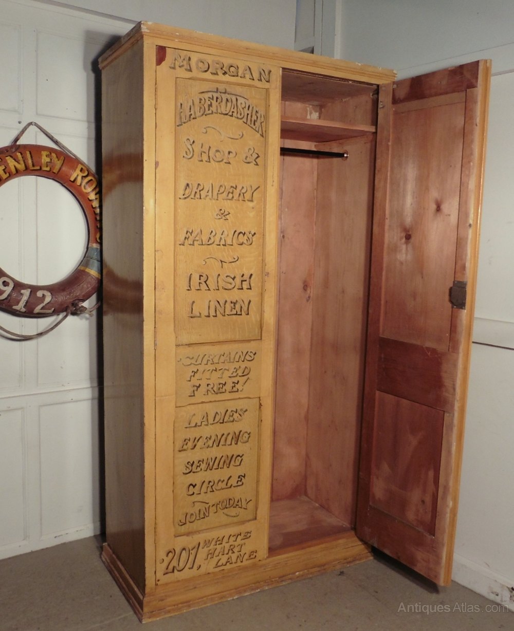 Victorian Sign Painted Pine Cupboard, Haberdashery - Antiques Atlas