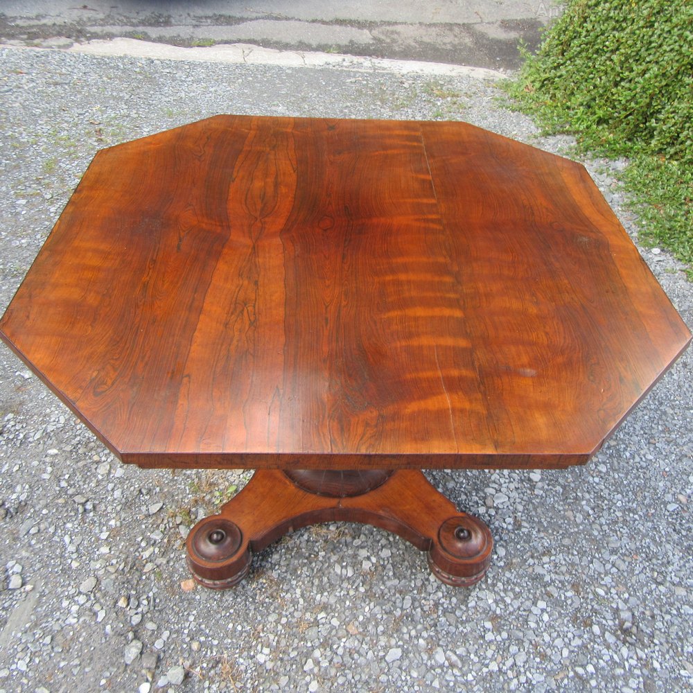 Antique William IV Rosewood Hexagonal Dining Table - Antiques Atlas