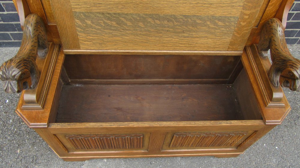 Vintage 1930s Oak Monks Bench - Antiques Atlas