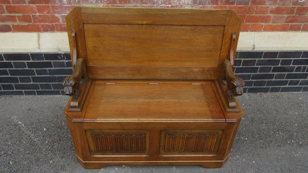 Vintage 1930s Oak Monks Bench - Antiques Atlas