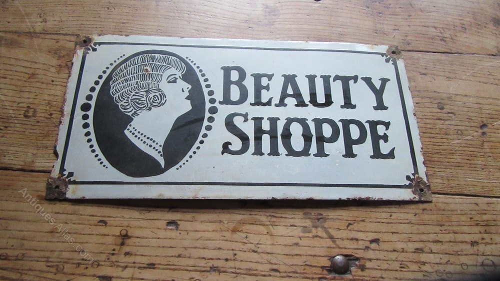 Antiques Atlas - Vintage Beauty Shop Enamel Advertising Sign