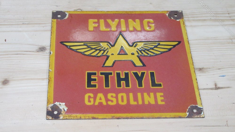 Antiques Atlas - Vintage Ethyl Gasoline Enamel Advertising Sign