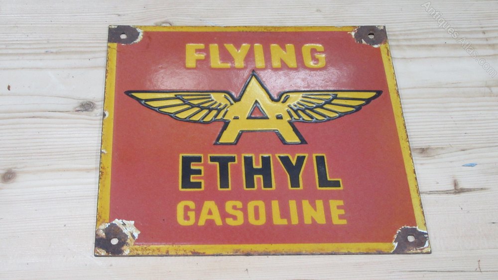 Antiques Atlas - Vintage Ethyl Gasoline Enamel Advertising Sign