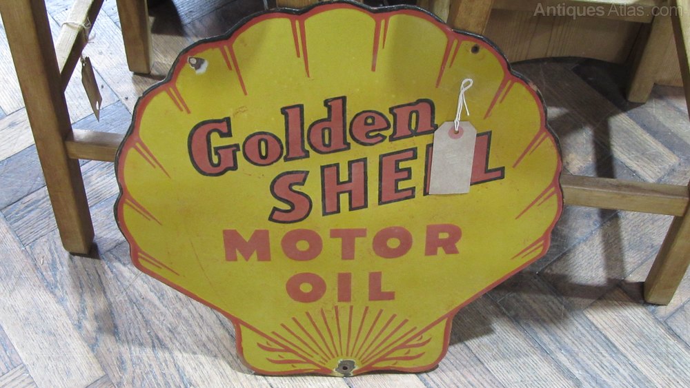 Antiques Atlas - Vintage Golden Shell Enamel Advertising Sign