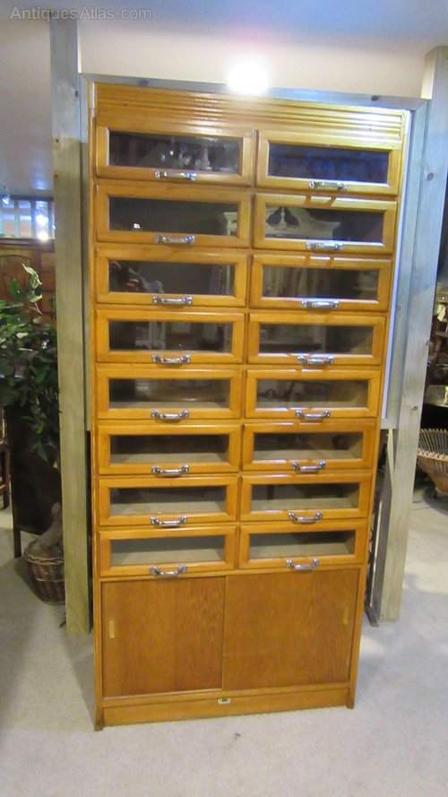 Vintage Oak Haberdashery Shop Display Cabinet - Antiques Atlas