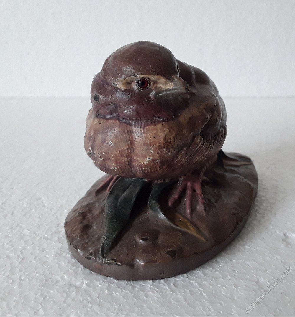 Antiques Atlas - Cold Painted Bronze Bird By L Villemonit.