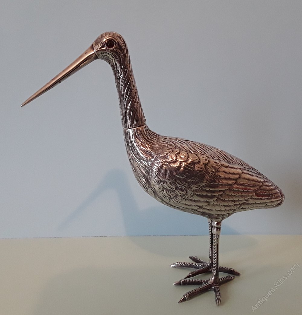 Antiques Atlas - Dutch Silver Stork Or Crane Garnet Eyes, Circa 1870.