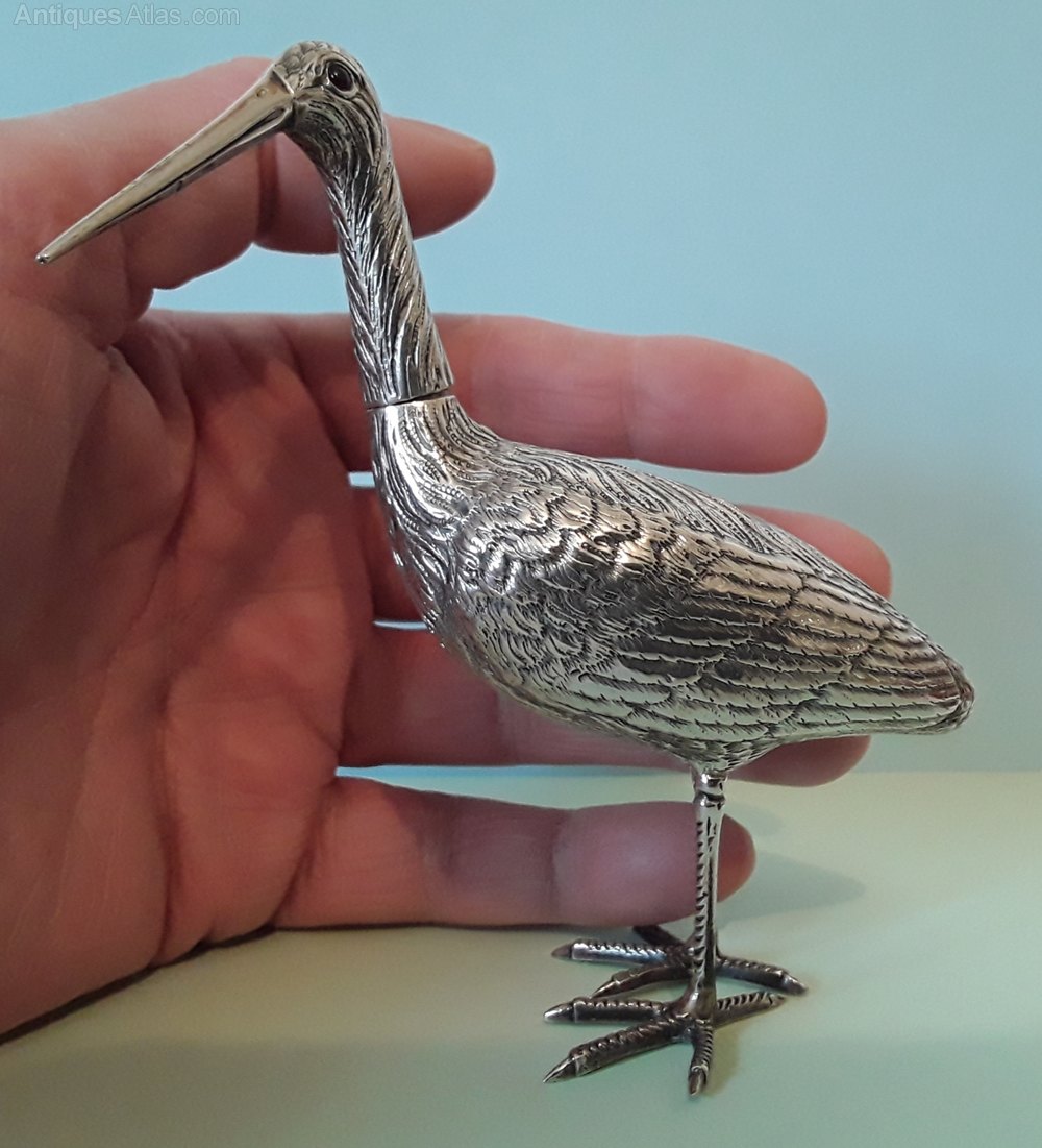 Antiques Atlas - Dutch Silver Stork Or Crane Garnet Eyes, Circa 1870.
