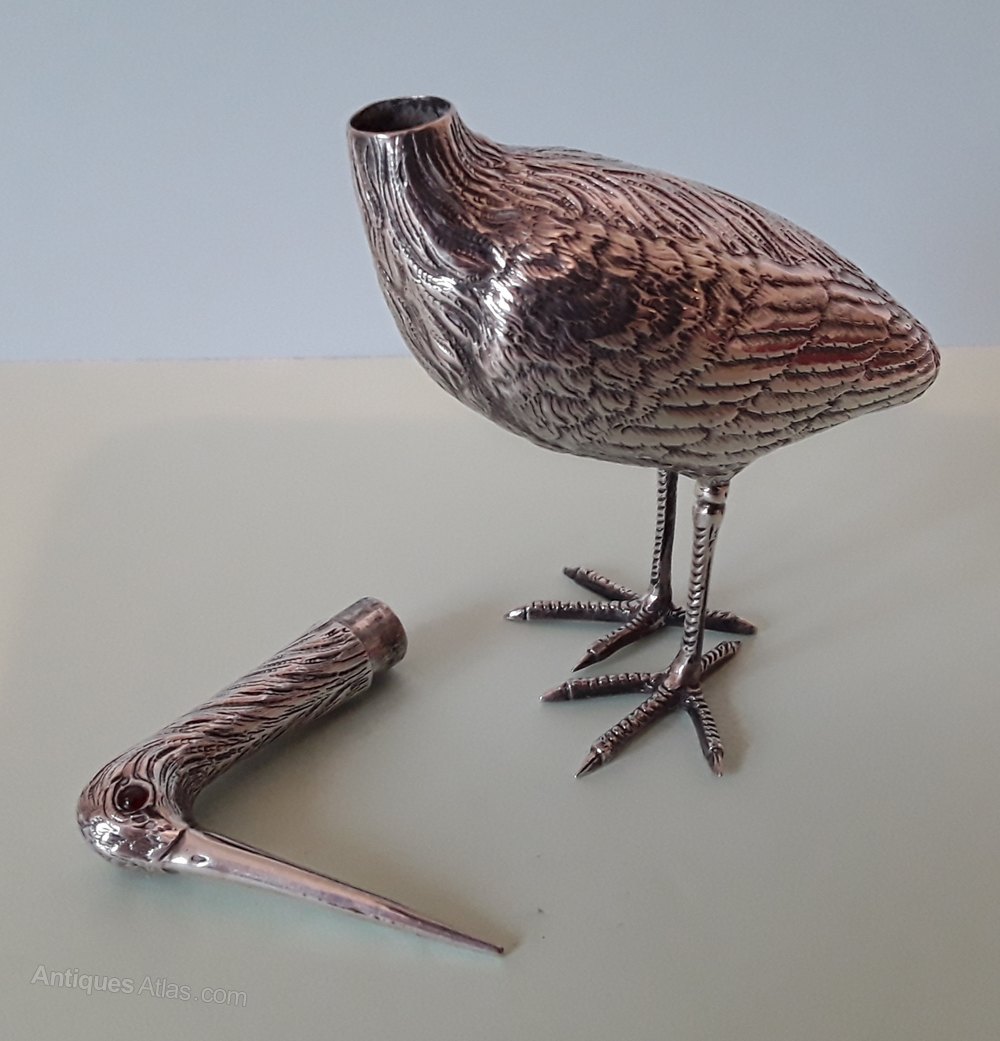 Antiques Atlas - Dutch Silver Stork Or Crane Garnet Eyes, Circa 1870.