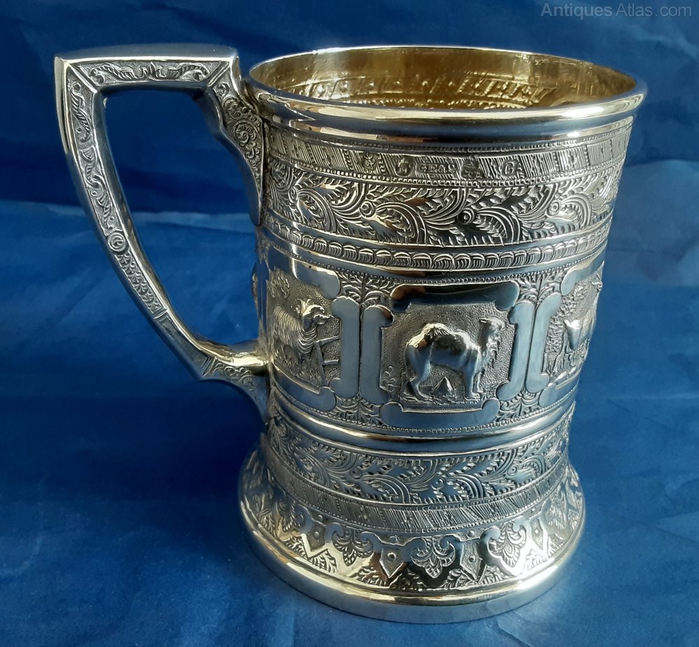 Antiques Atlas - Glasgow Silver Tankard Of Indian Design. 1877.