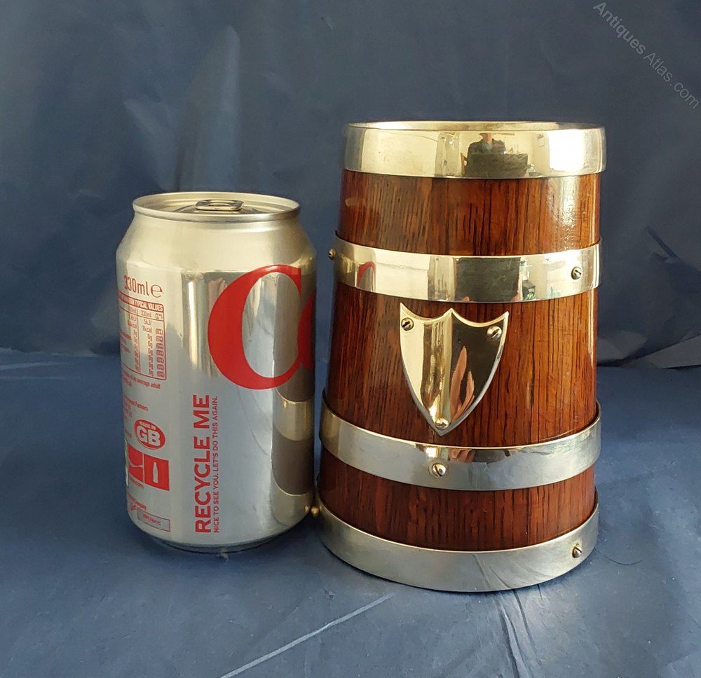 Antiques Atlas - Oak And Silver Plate Banded Tankard.