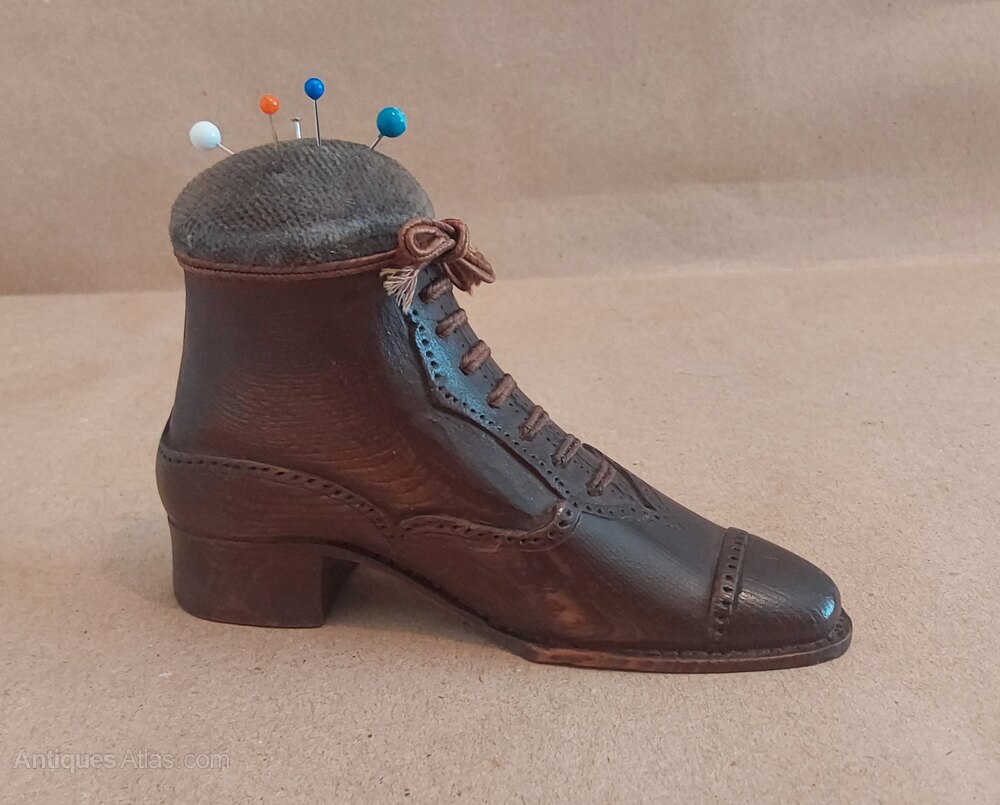 Antiques Atlas - Quality Carved Shoe Pin Cushion. 1920's.